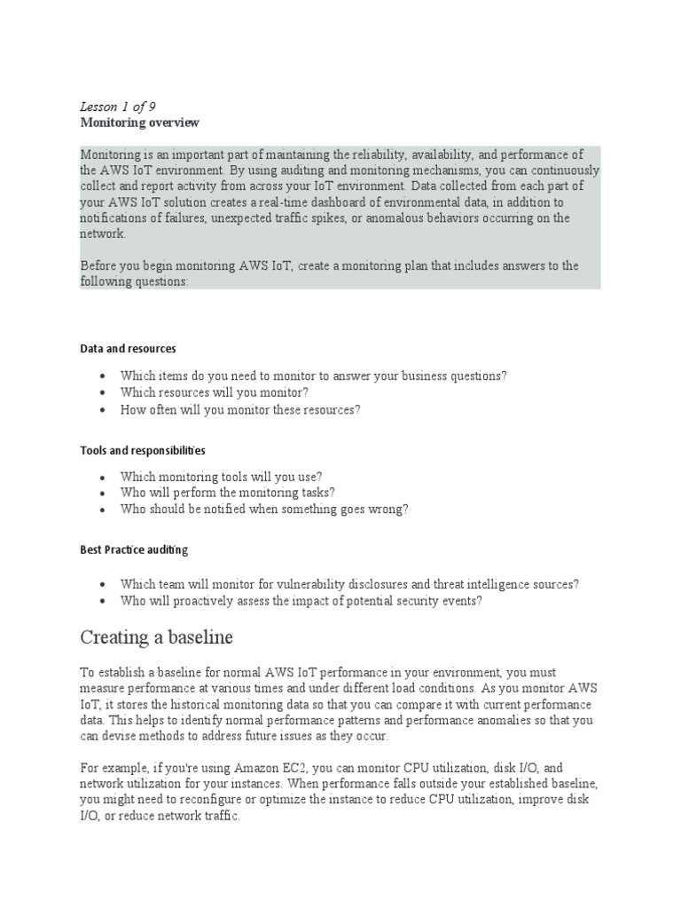 Creating A Baseline: Monitoring Overview | PDF