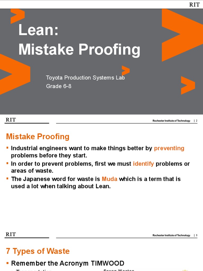 Lean: Mistake Proofing: Toyota Production Systems Lab Grade 6-8 | PDF ...