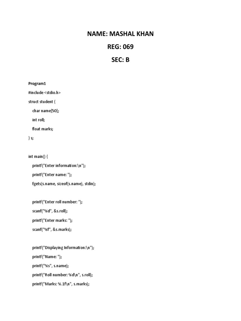 Student Records Using Structures in C | PDF | Computer Standards ...
