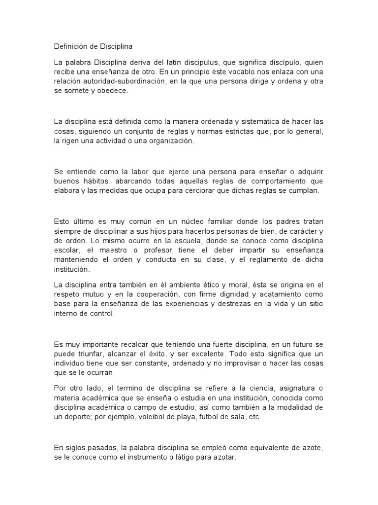 Definición de Disciplina | PDF