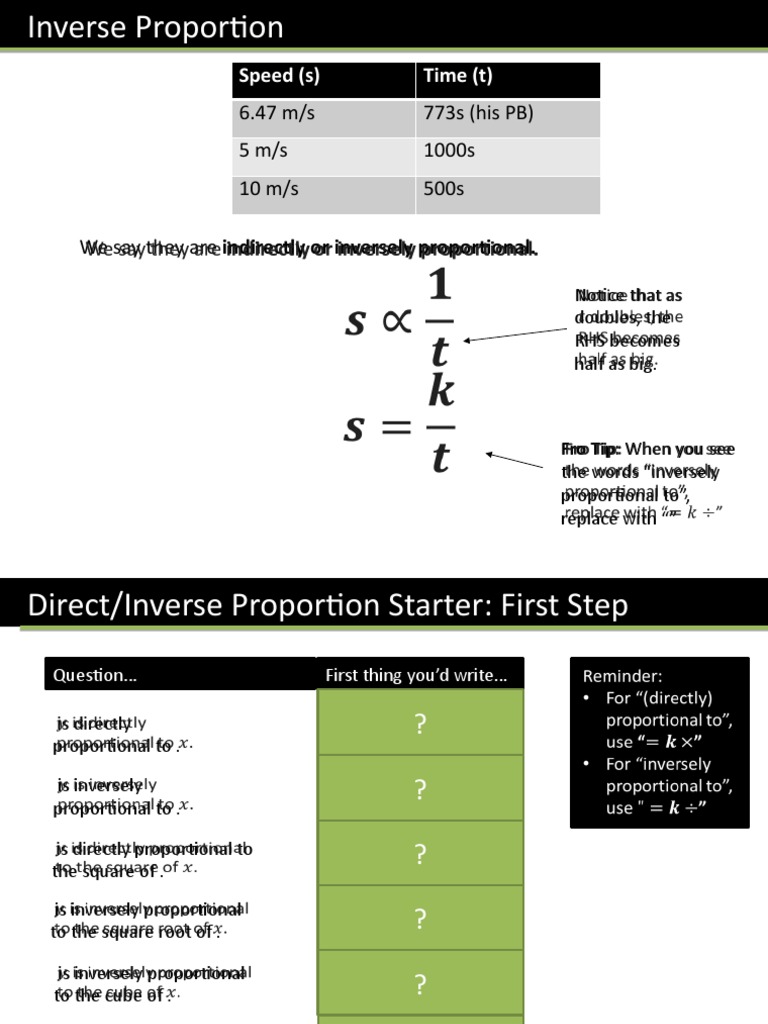 Understanding Inverse Proportion Concepts | PDF | Physical Quantities ...
