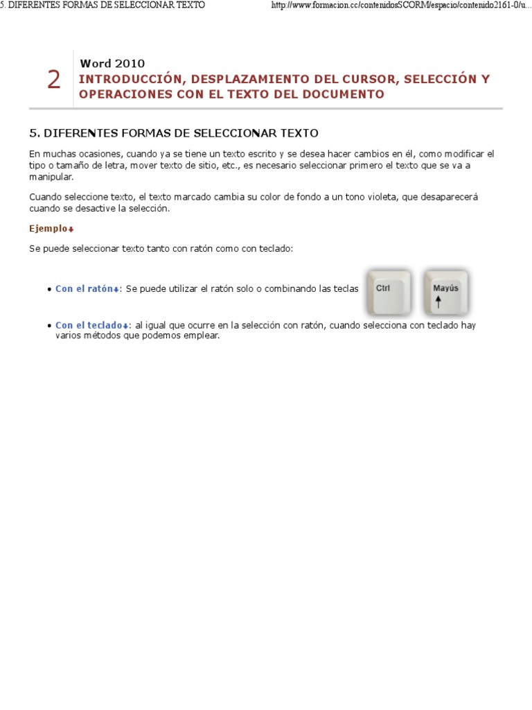 Diferentes Formas de Seleccionar Texto | PDF