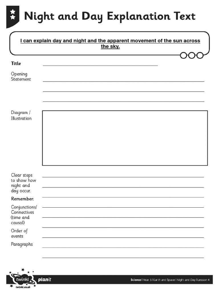 Night and Day Explanation Sheet | PDF