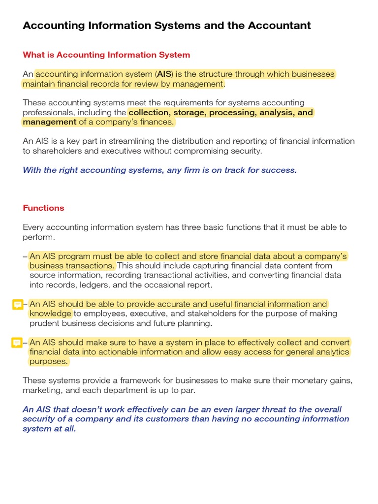 Accounting Information Systems and The Accountant | PDF | Information ...