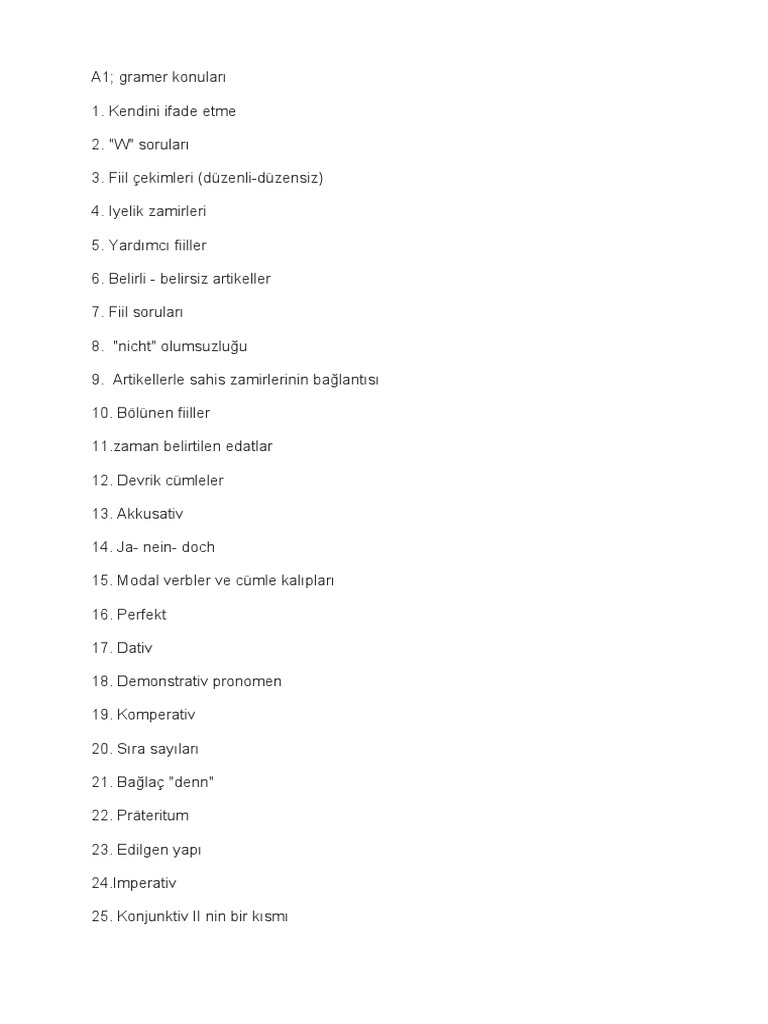 A1 Gramer Konulari | PDF