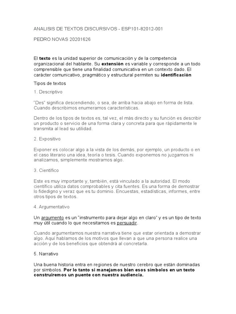 Analisis de Textos Discursivos | PDF | Oración (Lingüística ...