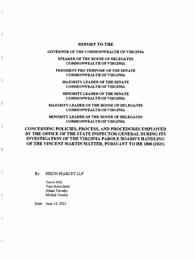 6.14.21-Report: Virginia Parole Board | PDF