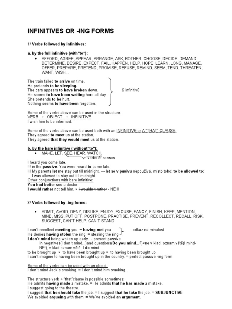 Infinitives or Ing Forms | PDF | Verb | Language Mechanics
