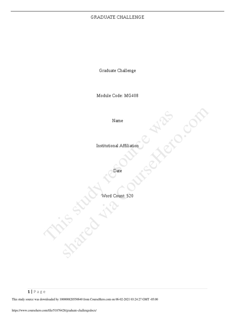 This Study Resource Was: Graduate Challenge | PDF | Marketing | Business