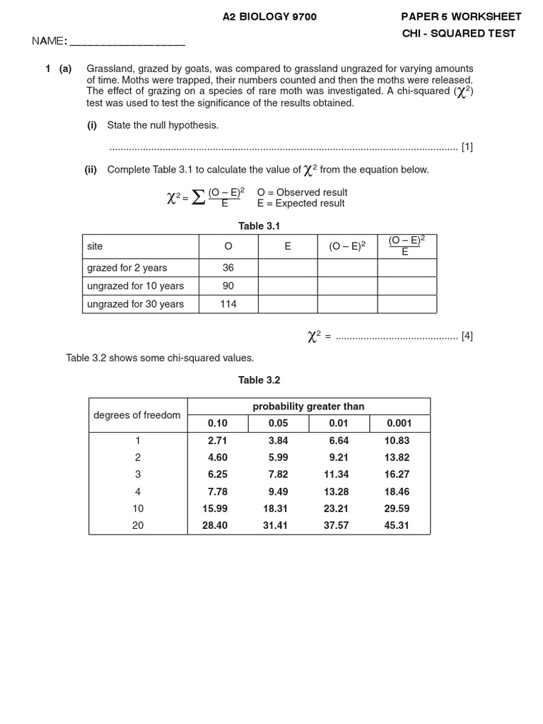 Chi-Squared Worksheet | PDF | Statistical Hypothesis Testing ...