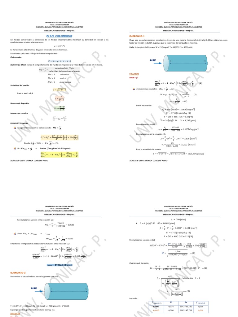 Flujo Compresible 1 | PDF | Flujo compresible | Fluido