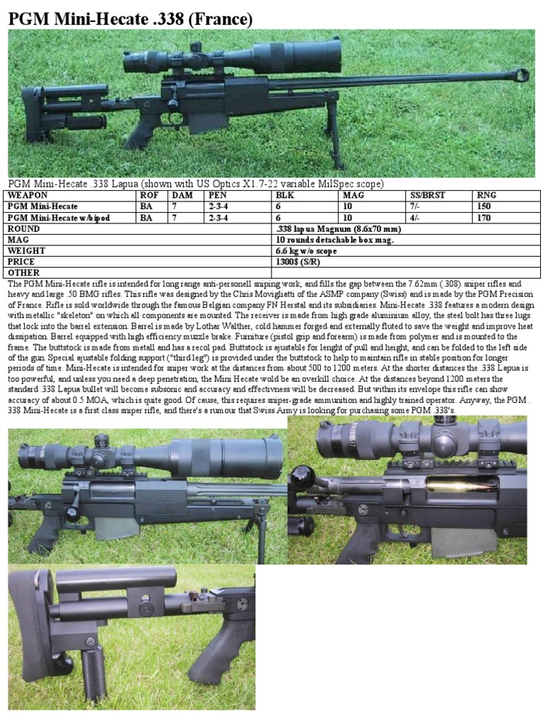 PGM Mini-Hecate .338 | PDF | Firearms | Projectile Weapons