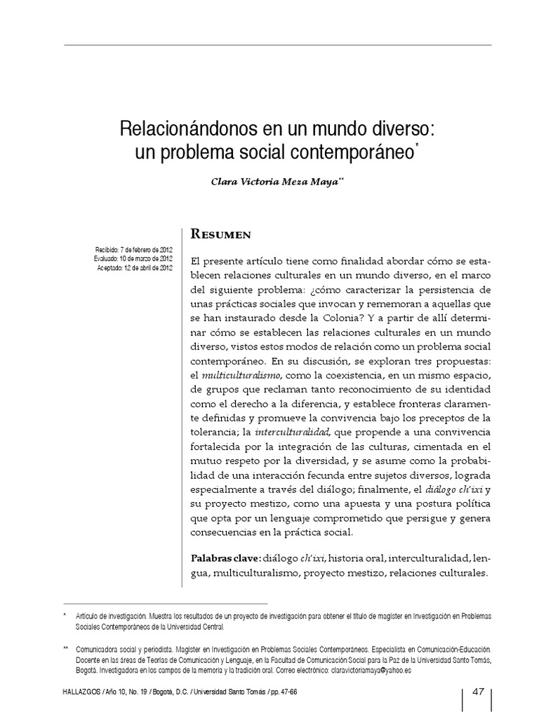 Relacionándonos en Un Mundo Diverso - Un Problema Social Contemporáneo ...