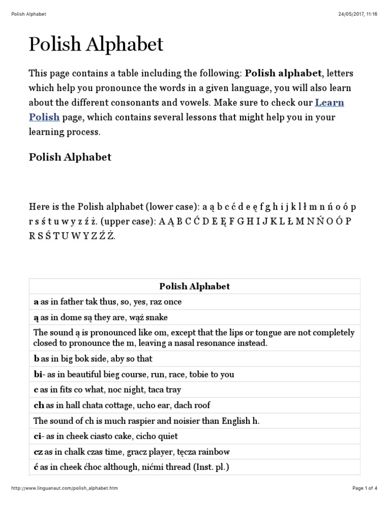Polish Alphabet | PDF | Notation | Writing