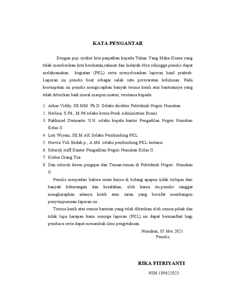 Laporan Kata Pengantar Pdf