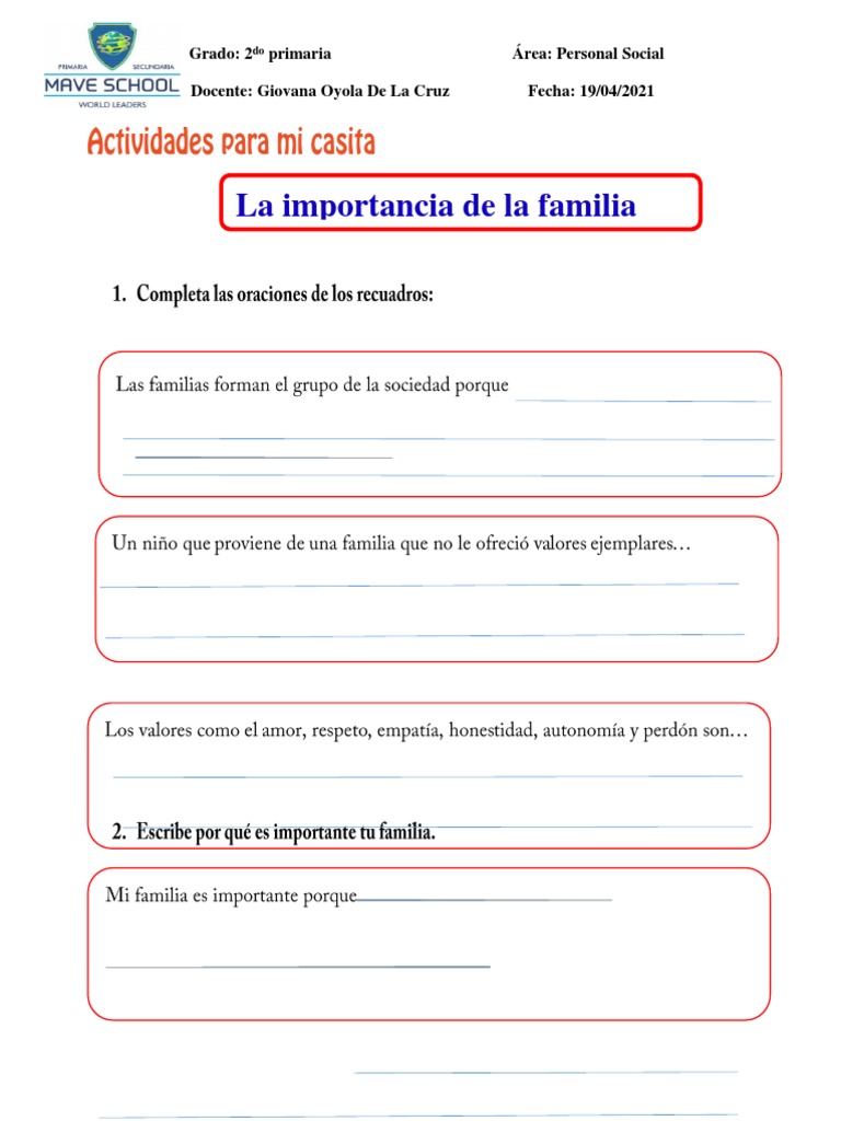 Actividades para Casita La Importancia de La Familia | PDF