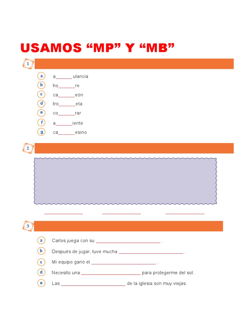 Usamos "MP" y "MB" para Segundo Grado de Primaria | PDF