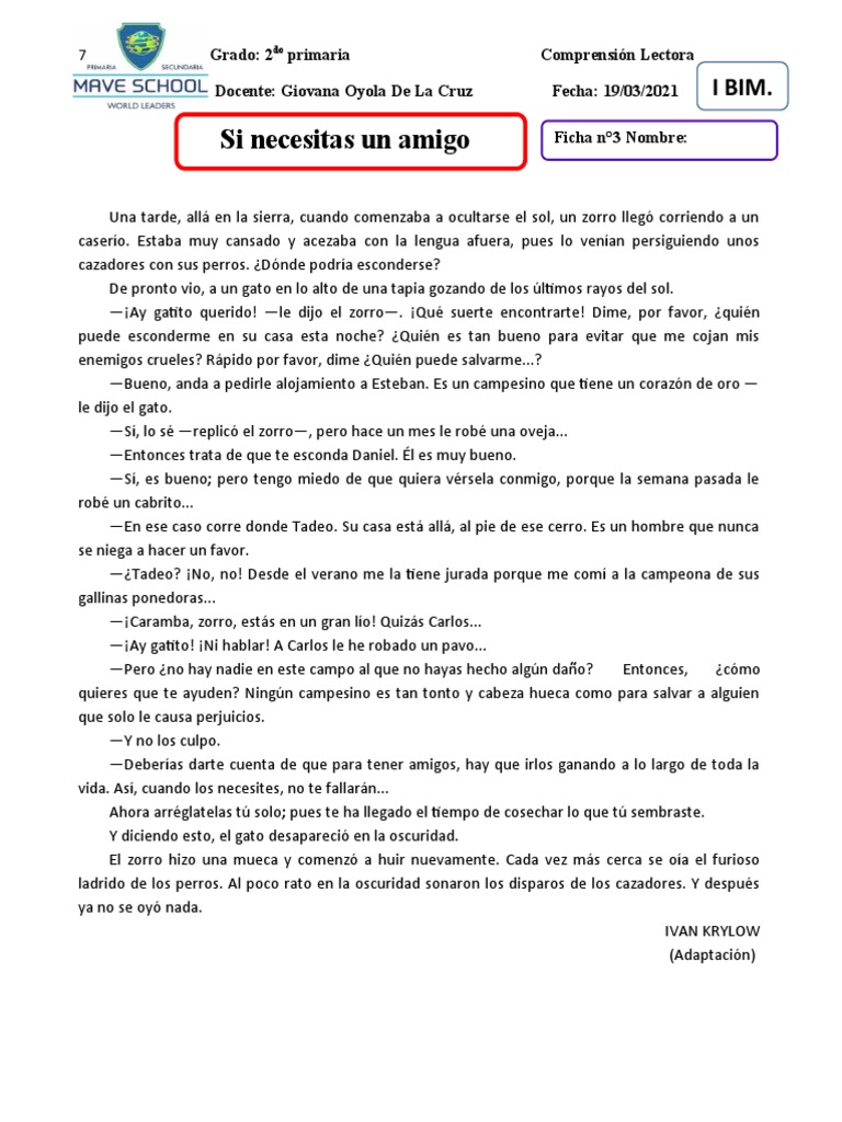 Lectura - Si Necesitas Un Amigo | PDF