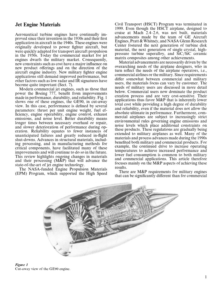 Jet Engine Materials: Cut-Away View of The GE90 Engine | PDF ...