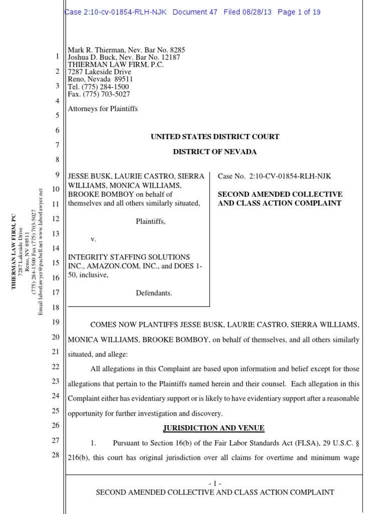 Busk 2nd Amended Complaint | PDF | Complaint | Class Action