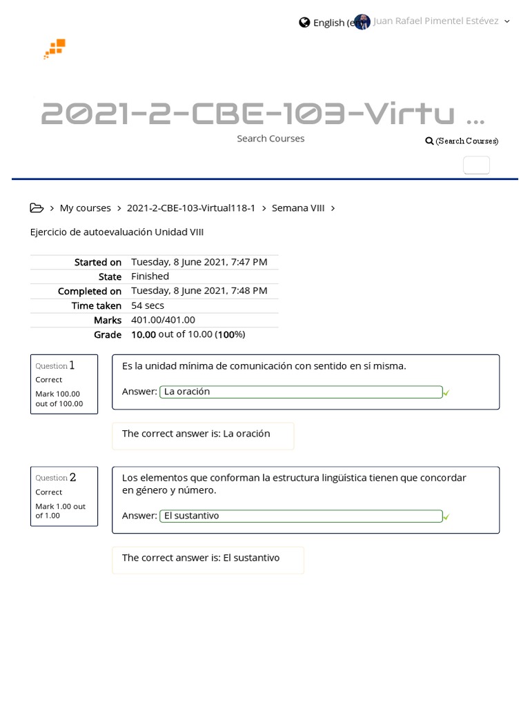 Ejercicio de autoevaluación Unidad VIII | PDF