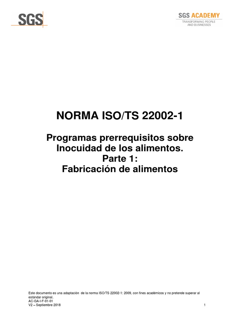 Interpretacion ISO 22002-1 Ajustes | PDF | Contaminación | Seguridad ...