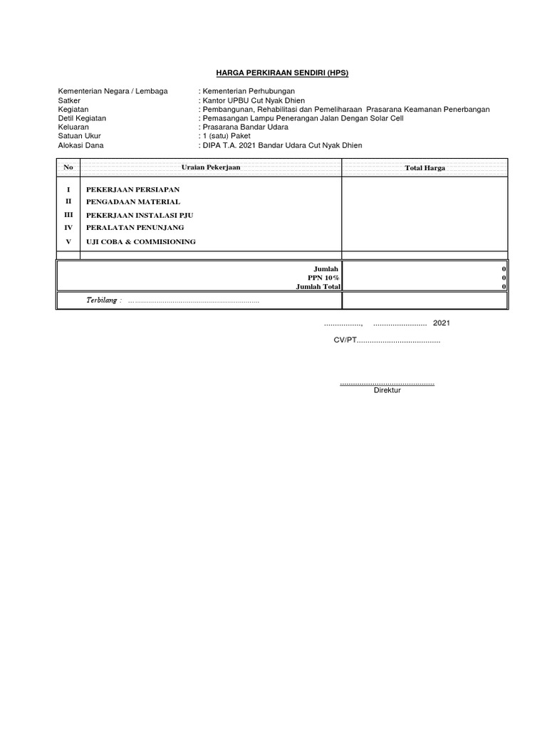 RAB Kosong Lengkap Mei | PDF