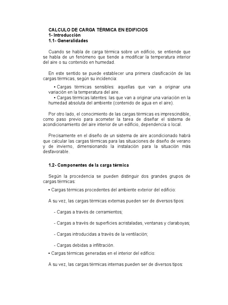 Calculo de Carga Térmica en Edificios | PDF | Temperatura | Calor