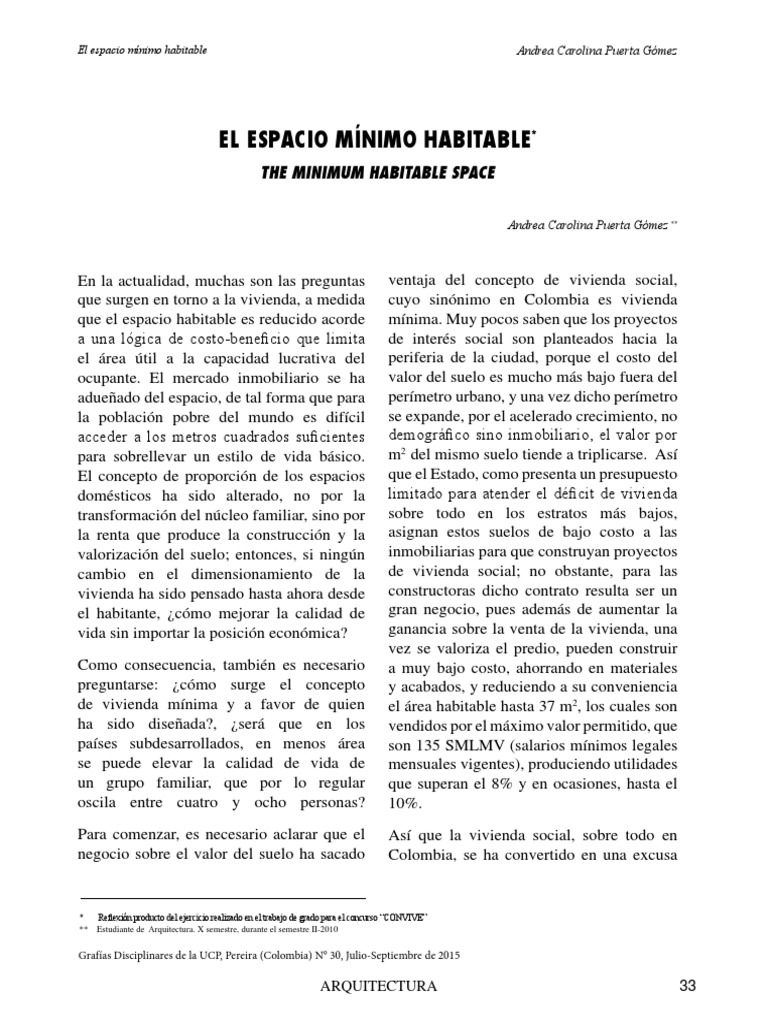 El Espacio Mínimo Habitable | PDF | Economias | Science