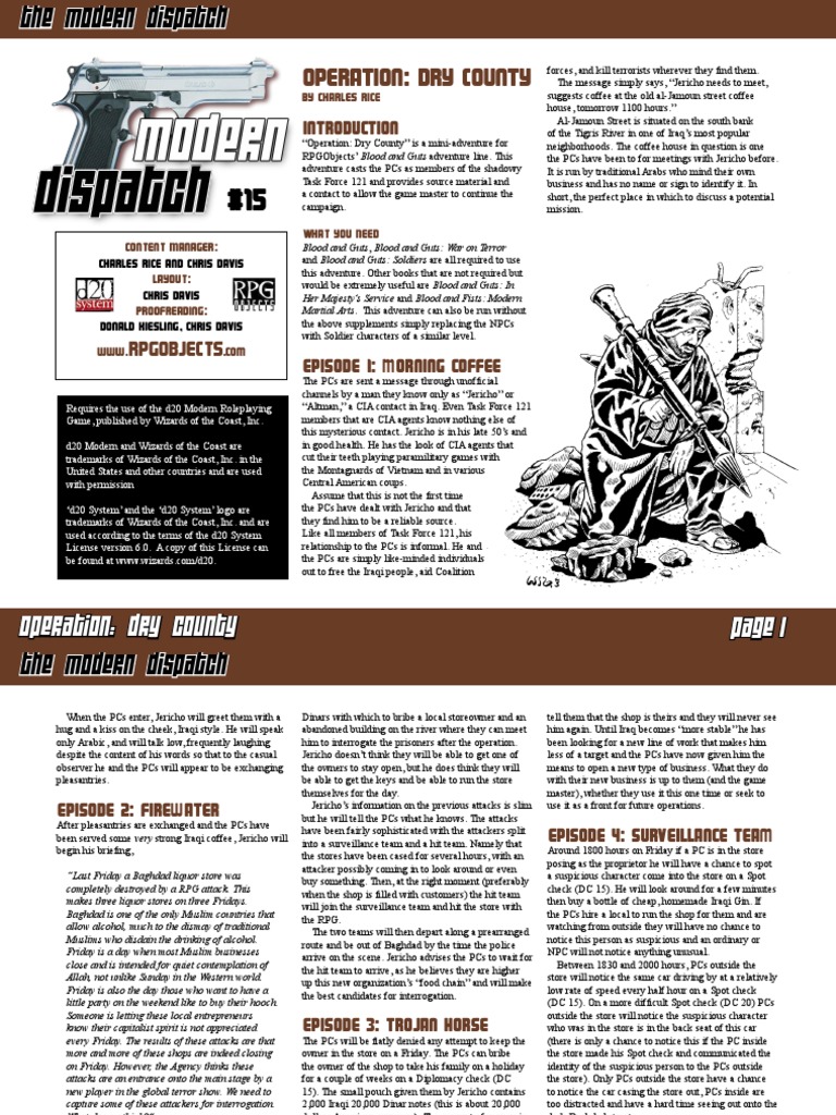 D20 Modern - RPG Objects - Supplement - Modern Dispatch 015 - Operation ...