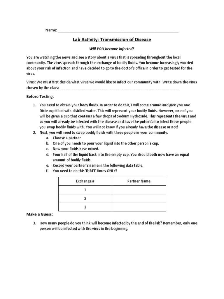Lab Activity: Virus Transmission Experiment | PDF | Infection ...