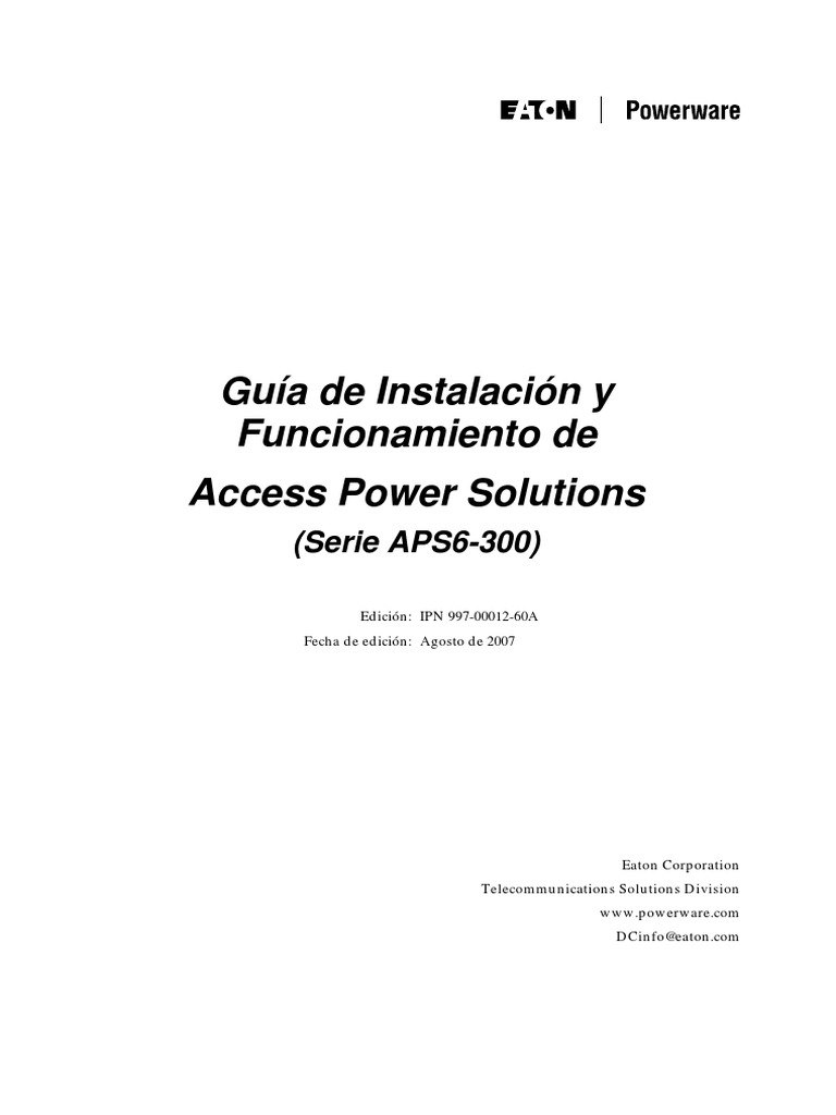 APS6-300 Installation Guide - Spanish A4 A | PDF | Corriente continua | USB