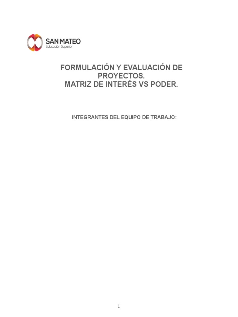 Formato Matriz de Interés VS Poder | PDF