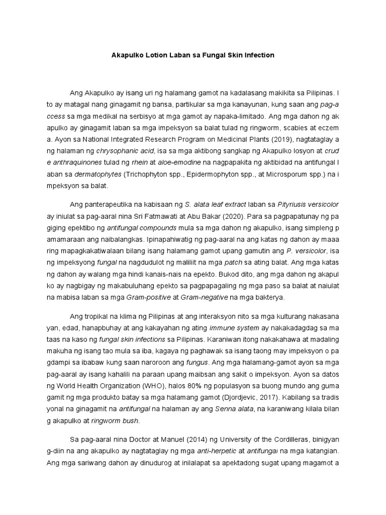 Teoretikal Na Balangkas - Akapulko Lotion Part 2 | PDF