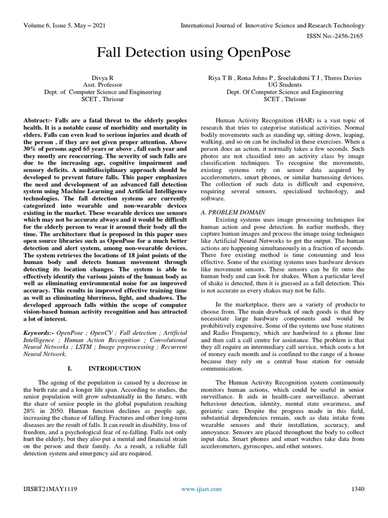 Fall Detection Using OpenPose | PDF | Surveillance | Artificial Neural Network