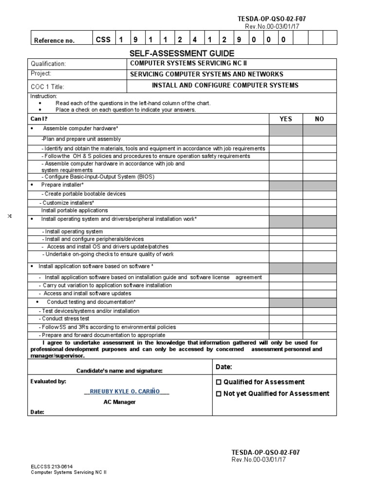 CSS NCII Self Assessment Guide | Download Free PDF | Operating System ...