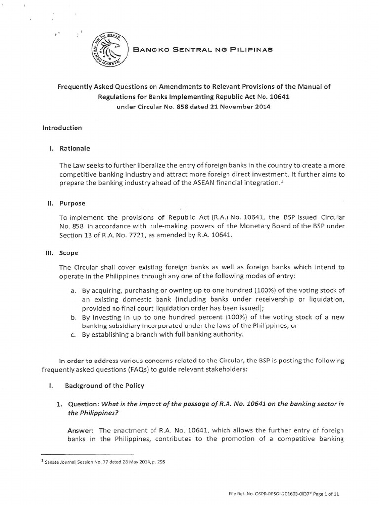 Frequently Asked Questions On The Amendment of The New Central Bank Act ...