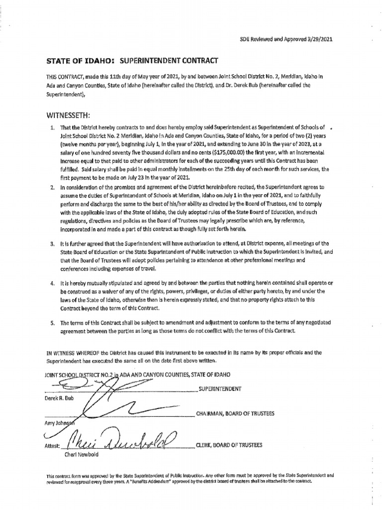 Derek Bub 2021-2022 Contract | PDF