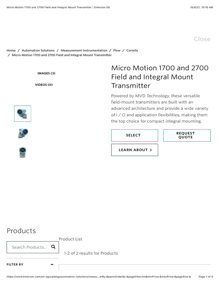 Micro Motion 1700 and 2700 Field and Integral Mount Transmitter | PDF ...