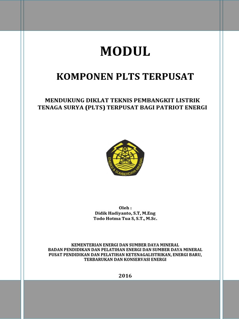Modul Komponen PLTS Terpusat Mendukung Diklat Teknis Pembangkit Listrik ...
