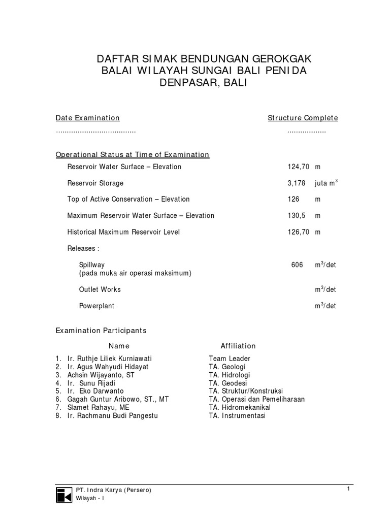 Daftar Simak Inspeksi | PDF