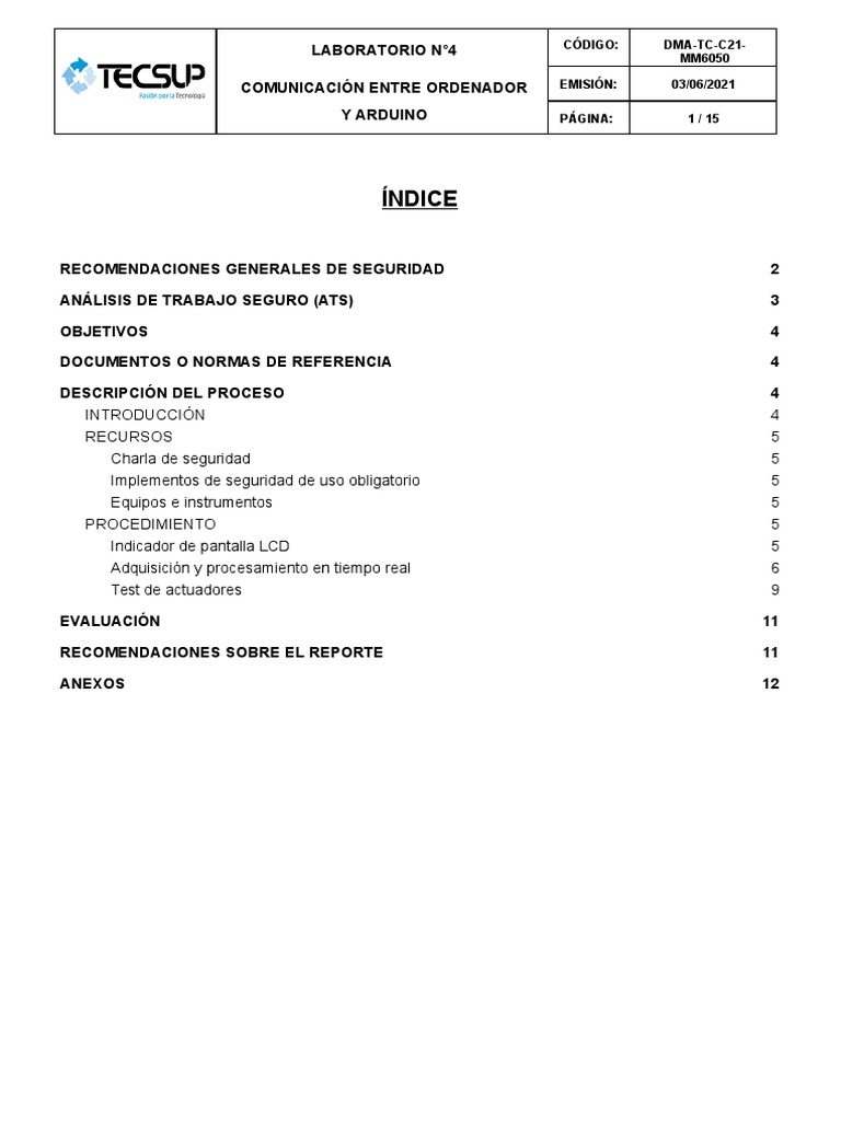 Lab 4 Comunicación Entre Ordenador y Arduino | PDF | Arduino | Adquisición de datos