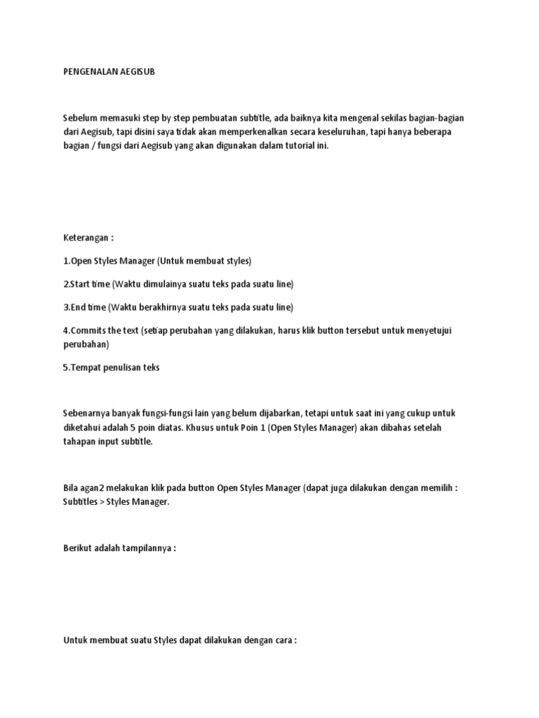 Panduan Dasar Aegisub | PDF | Komputer