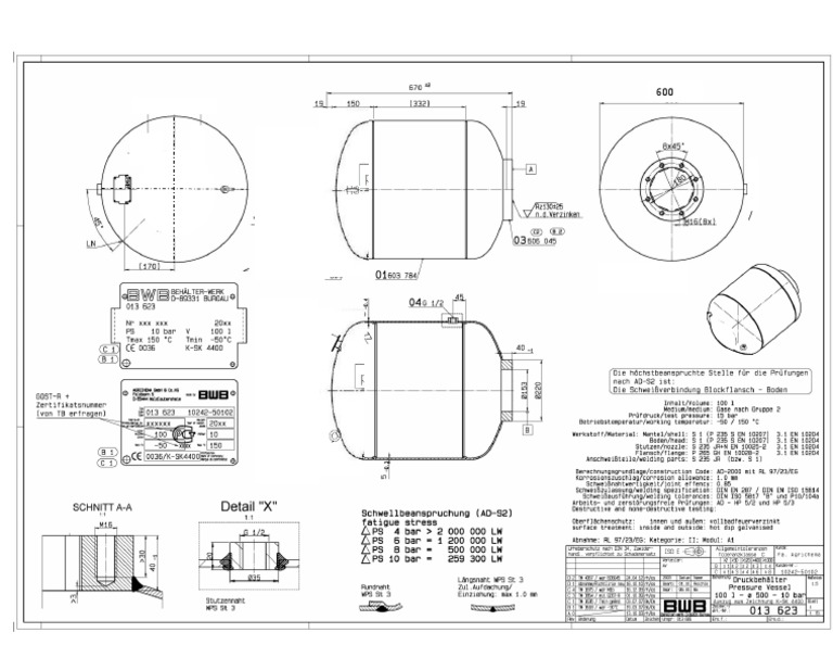 Drawing Tangki 150 ltr-1 Flange | PDF
