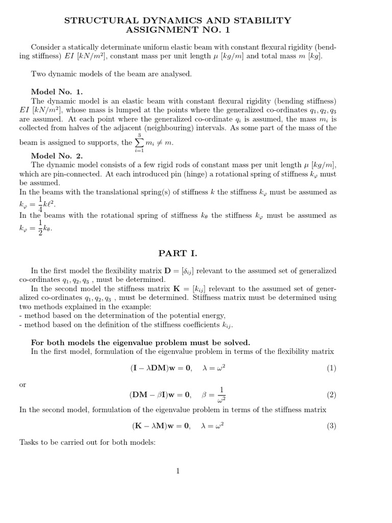 Structural Dynamics Assignment No.1 | PDF | Eigenvalues And Eigenvectors | Matrix (Mathematics)