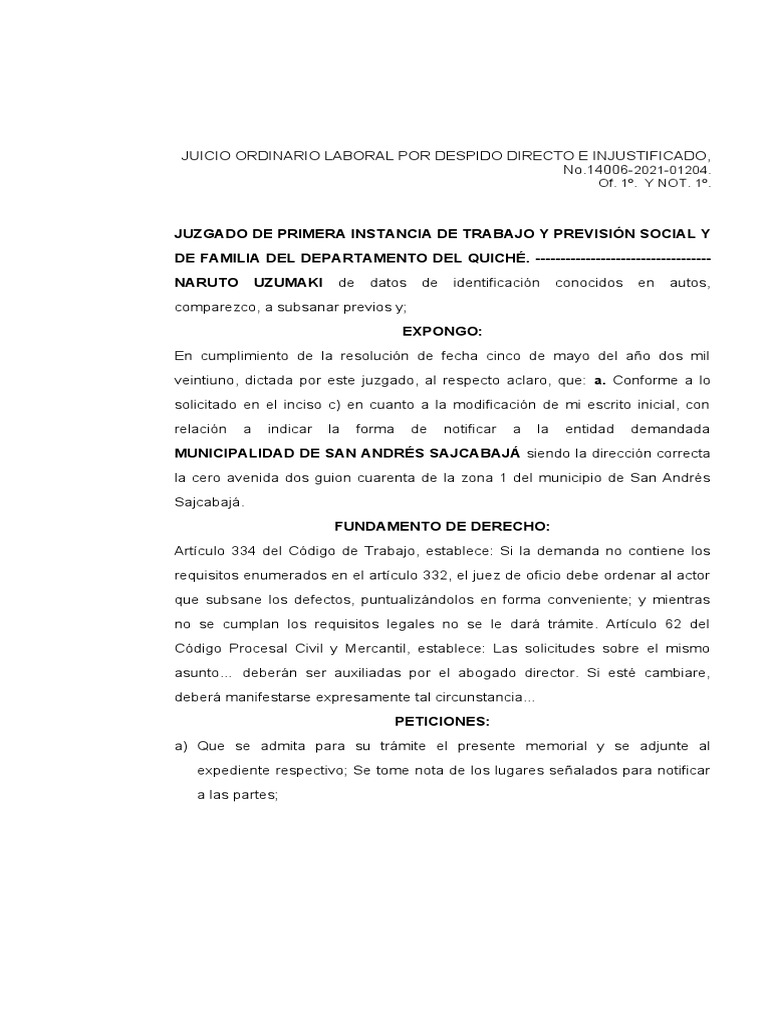 MEMORIAL Subsanacion de Previos | PDF | Ley Pública | Política