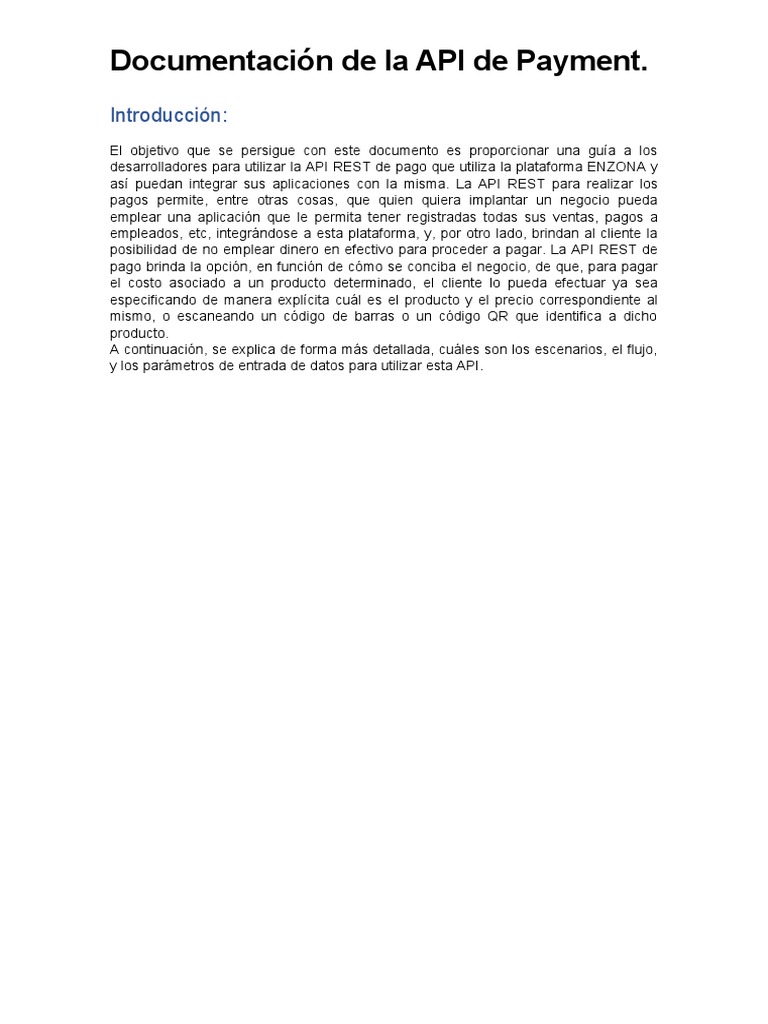 Documentaci N de La API de Payment | PDF | Transferencia de estado representacional | Contraseña