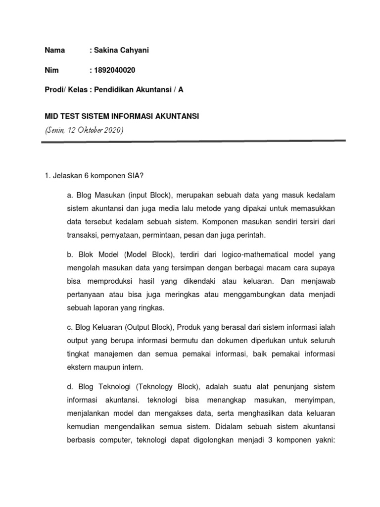 Enam Komponen Sistem Informasi Akuntansi | PDF