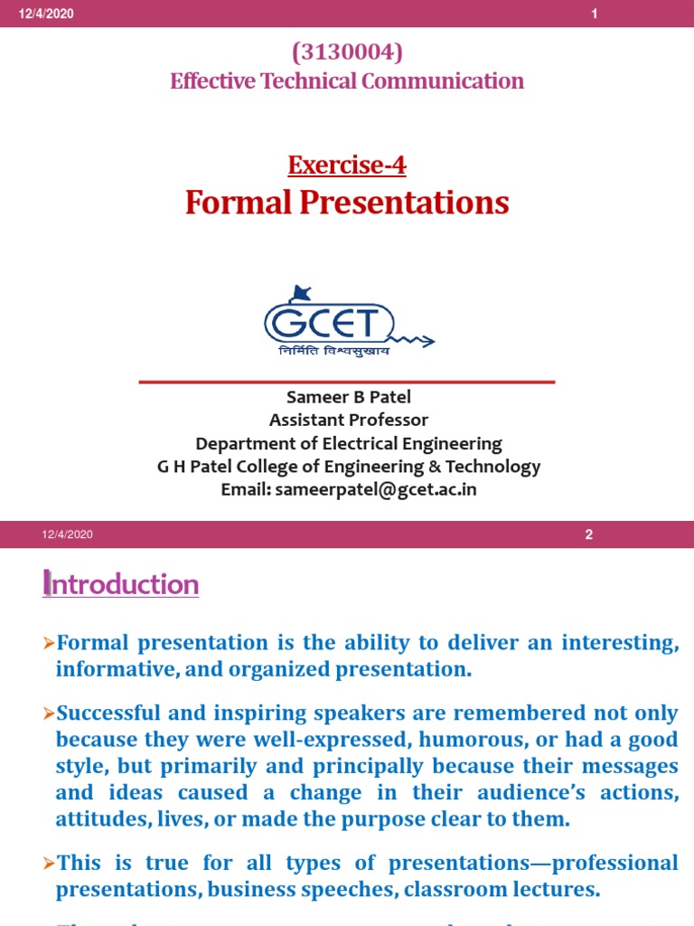 Mastering Formal Presentation Skills | PDF | Body Language | Human Nature