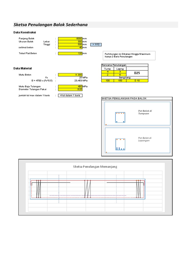 Sketsa Tulangan Balok | PDF